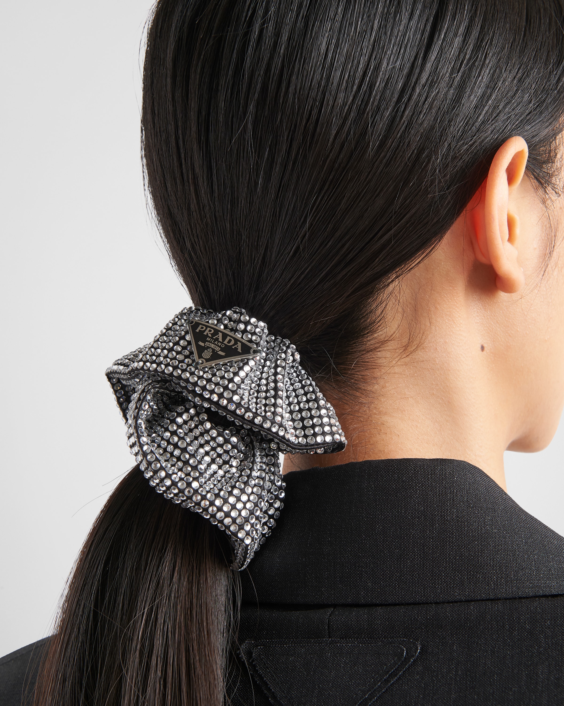 Prada Satin Scrunchie - Crystal | Editorialist
