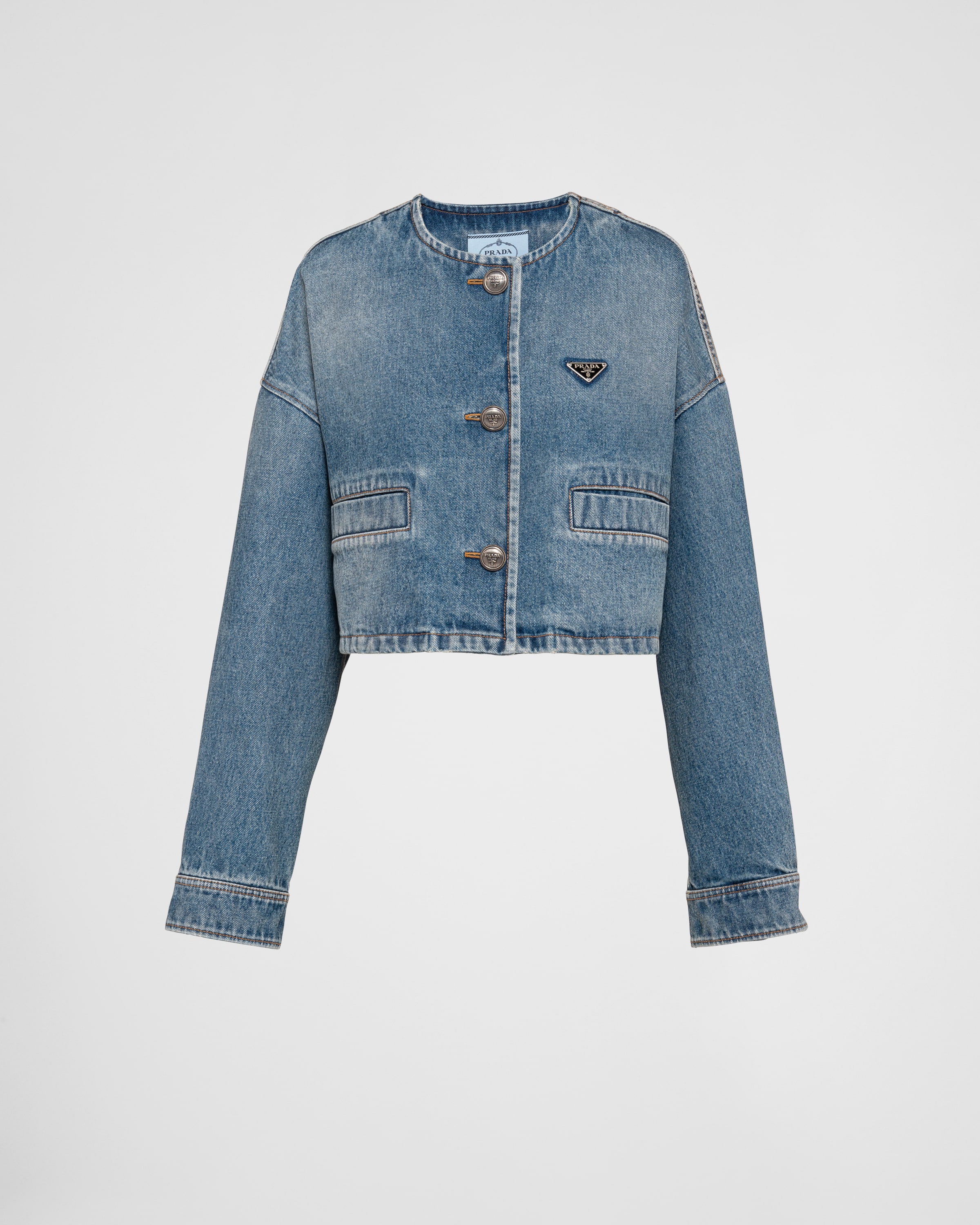 Prada Denim Blouson Jacket - Sky Blue | Editorialist
