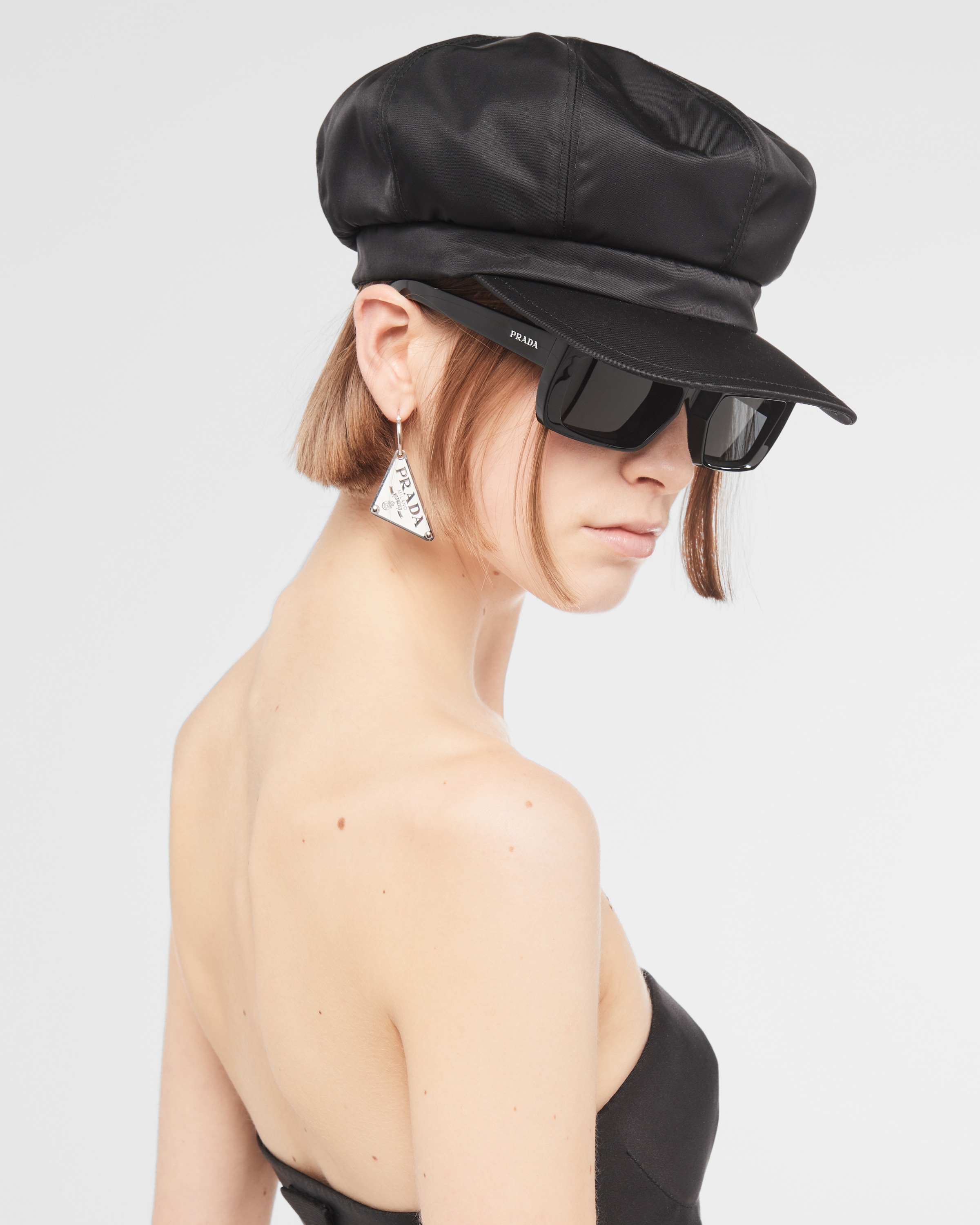Prada Re-Nylon Cap In Black | Editorialist display picture 2