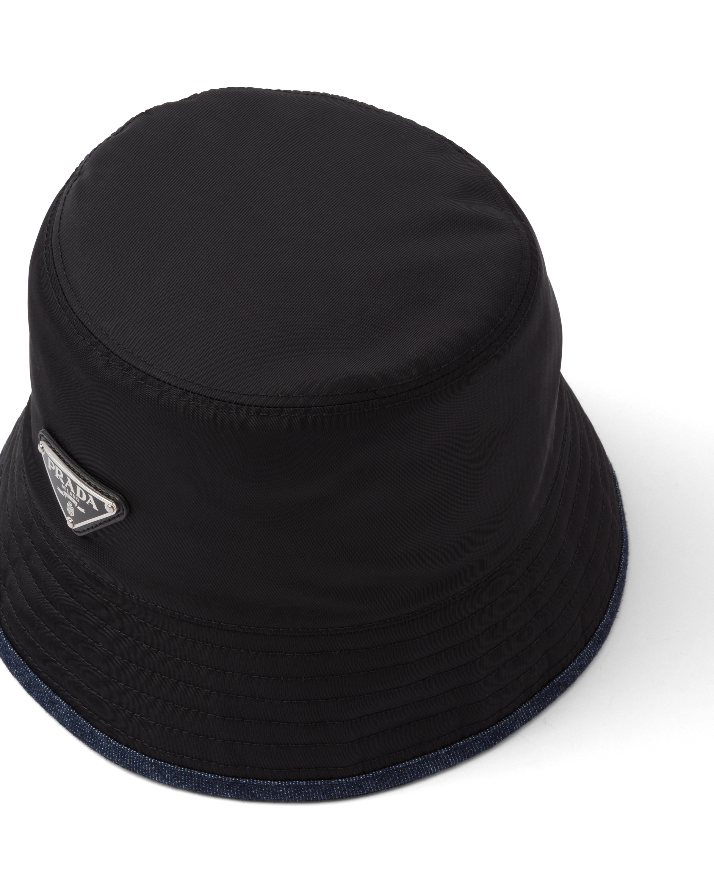 Prada Nylon& Denim reversible Black Bucket Hat Prada Re-Nylon Bucket Hat | Saks Fifth Avenue main image 4
