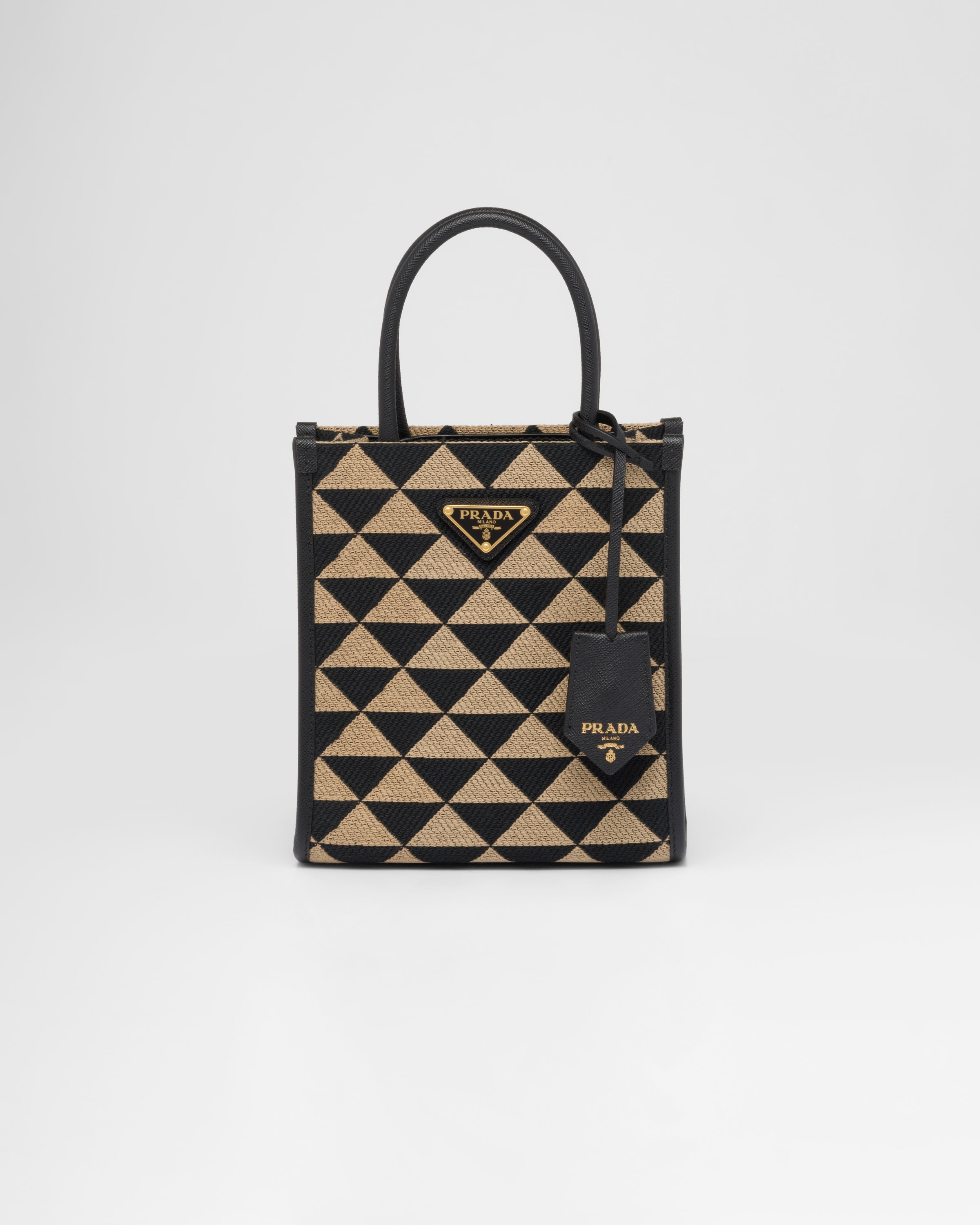 Prada Symbole Embroidered Mini Bag - Black/Beige | Editorialist