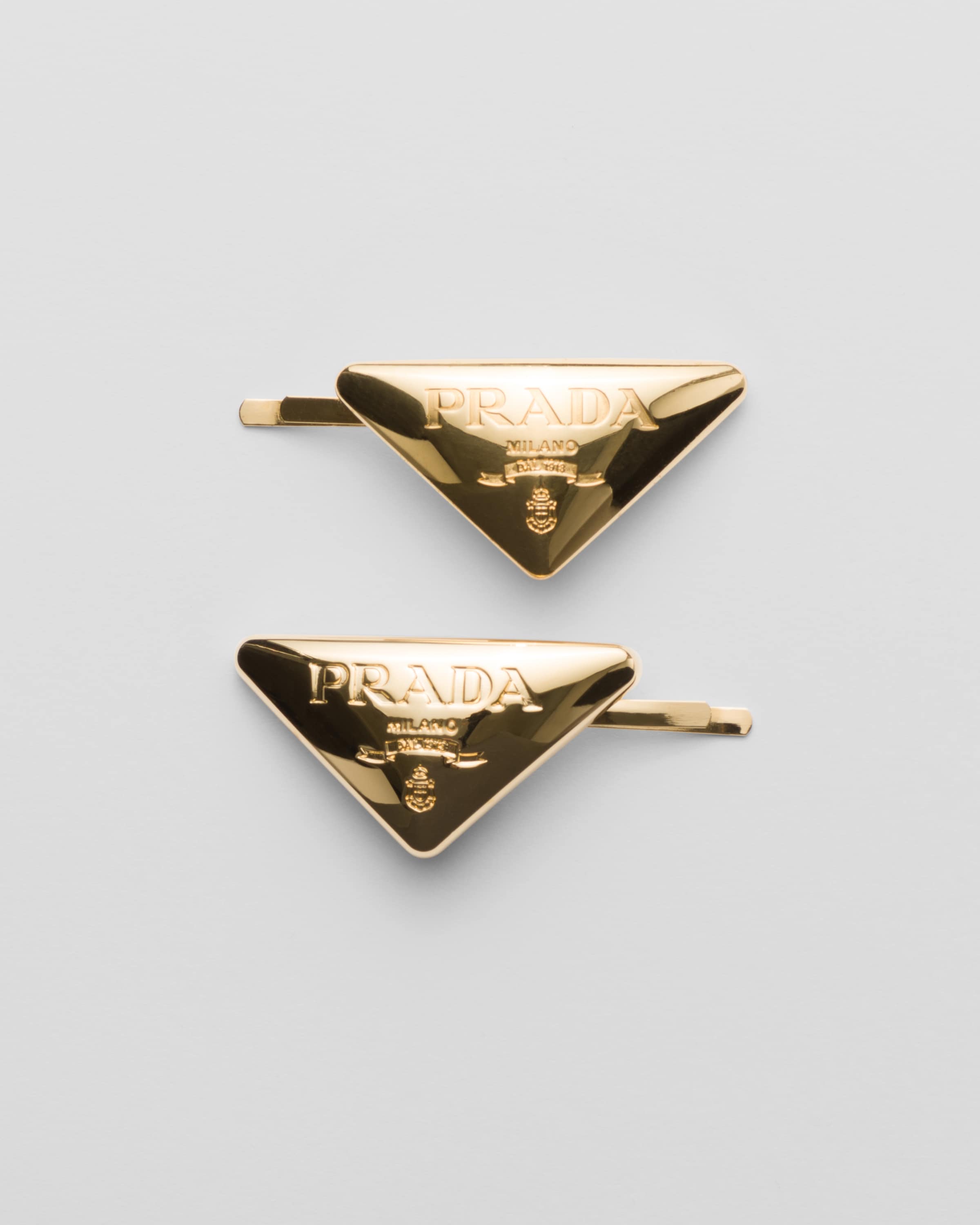 Prada Metal Hair Clips - Gold | Editorialist display picture 3