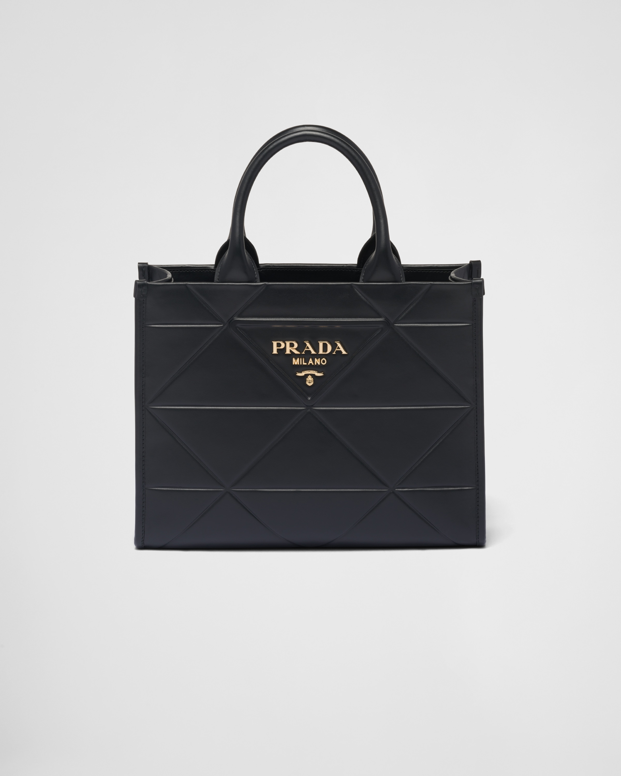 Prada Symbole Leather Top Handle Bag - Black | Editorialist