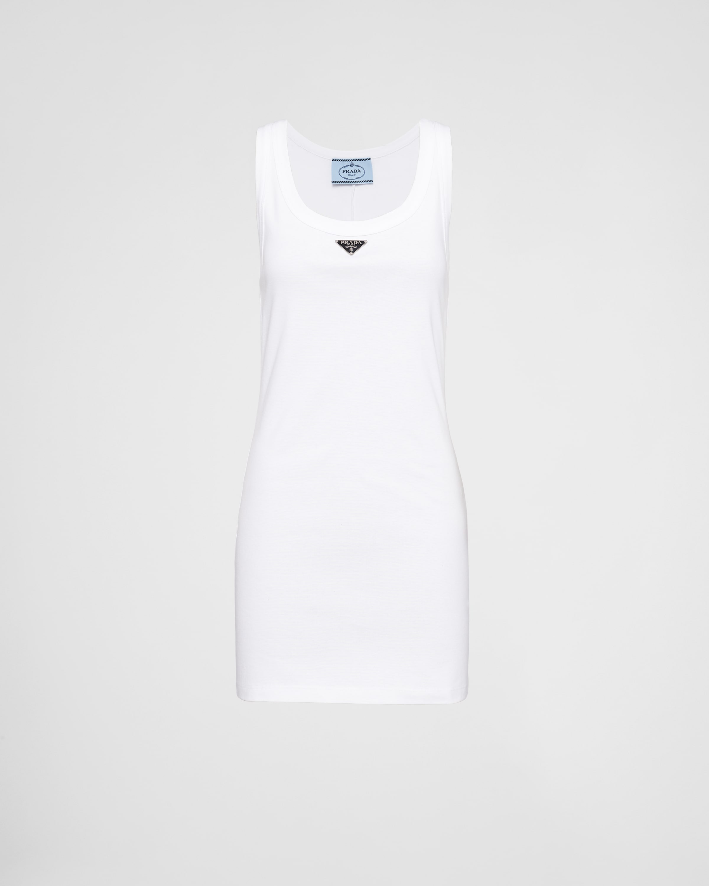 Prada Ribbed Knit Jersey Dress - White | Editorialist Prada Ribbed Knit Jersey Dress - White | Editorialist