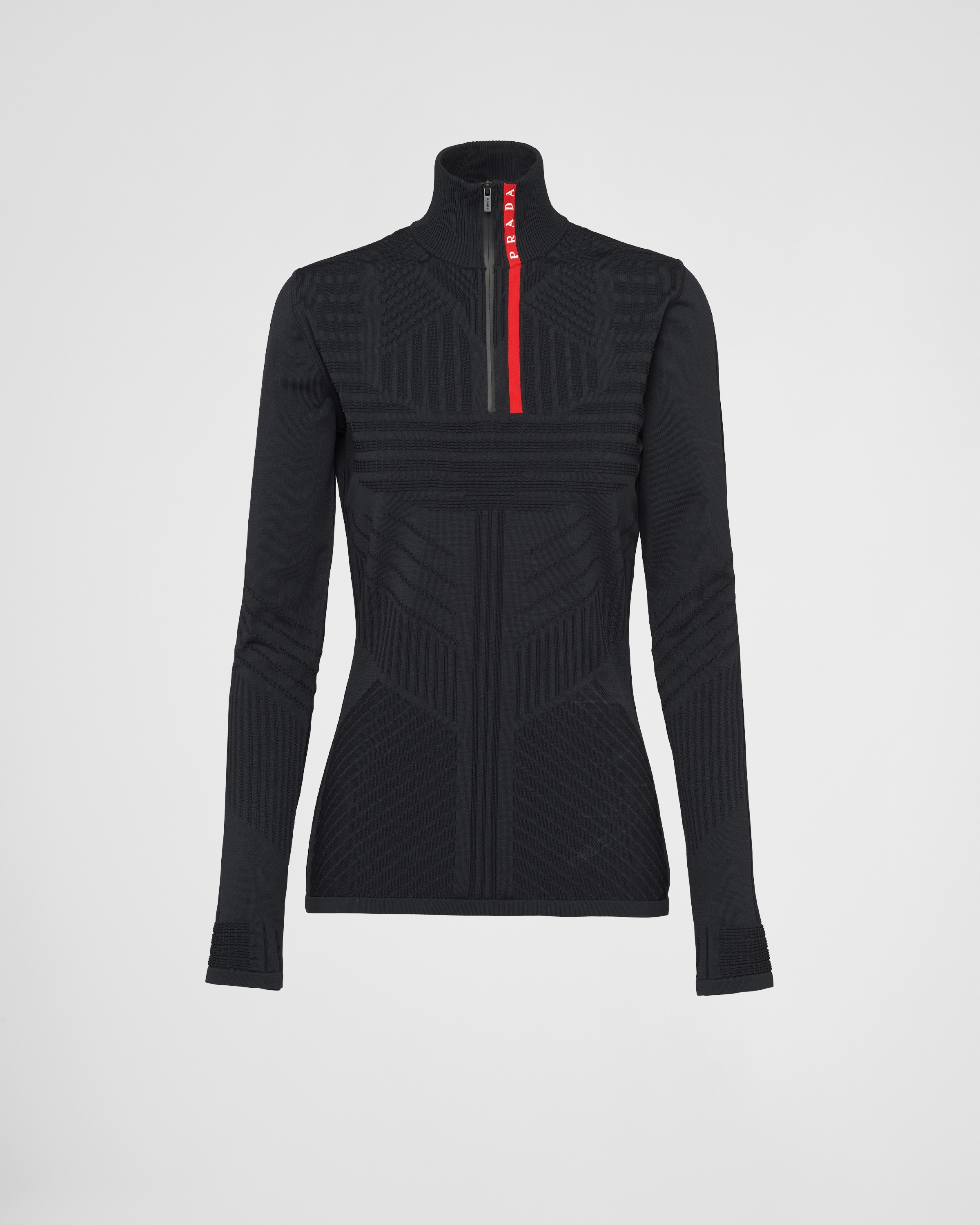 Prada Tech Rec Re-Nylon Piqué Sports Top - Black | Editorialist