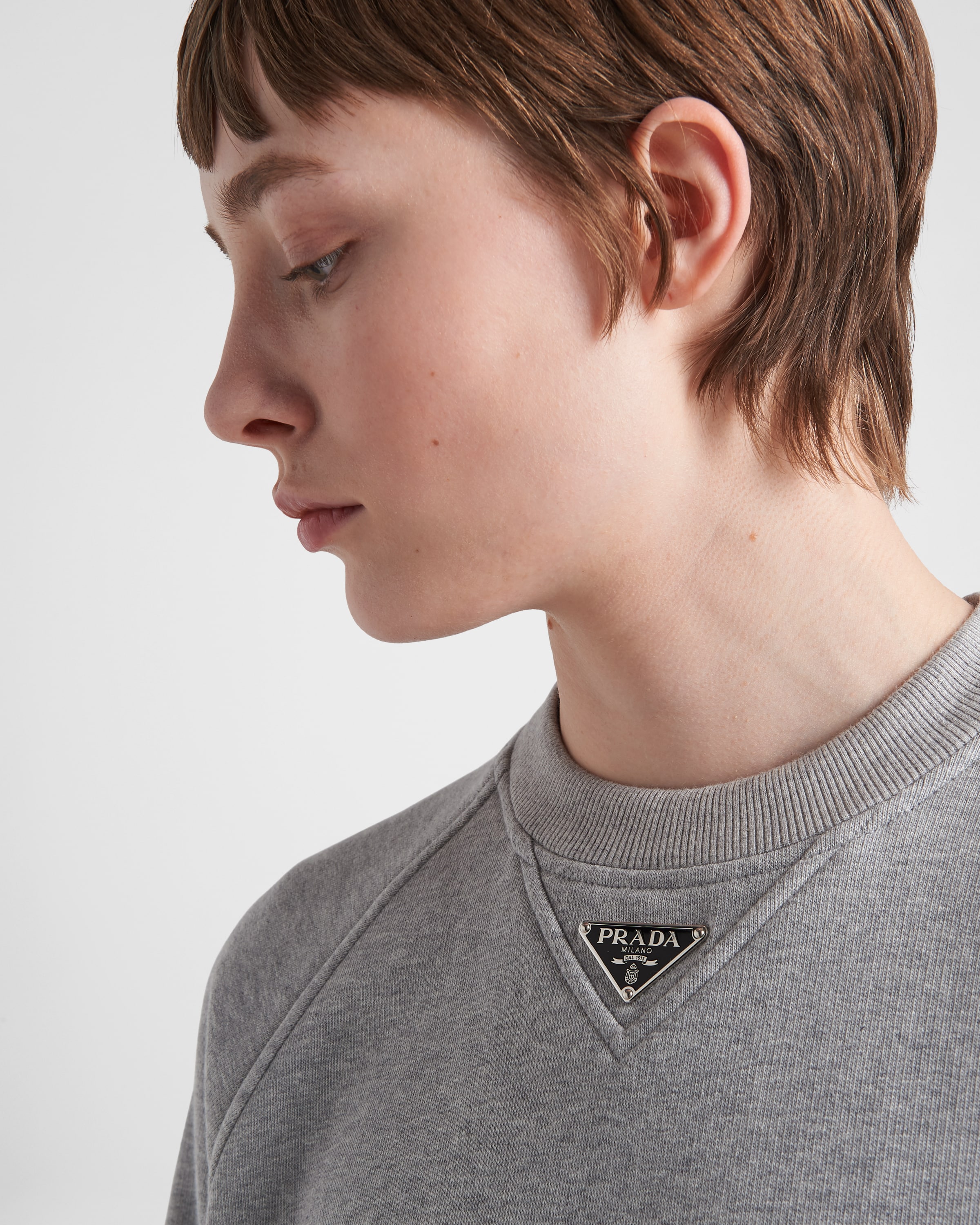 Prada Long-Sleeved Cotton Sweatshirt - Grey | Editorialist