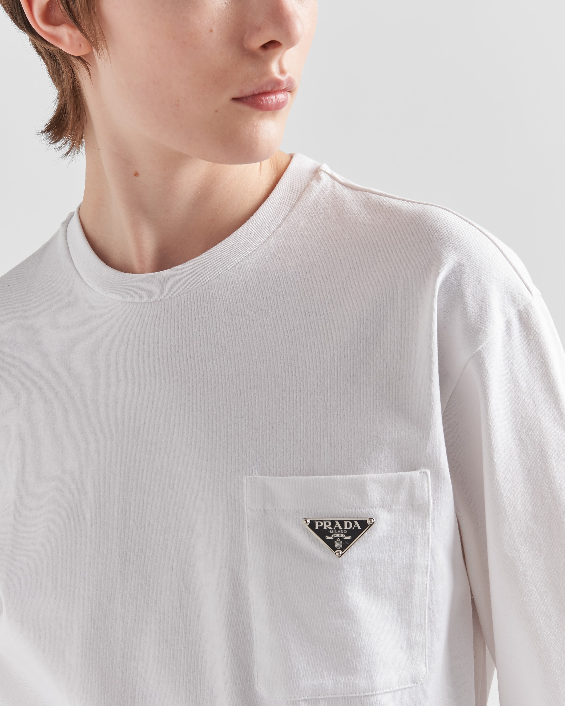 PRADA ホワイト パーカー ロングTシャツ 美品 Prada Jersey T-Shirt - White | Editorialist