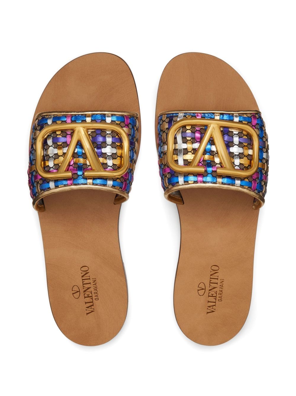 Valentino Garavani Vlogo Signature Woven Slide Sandals In  display picture 1