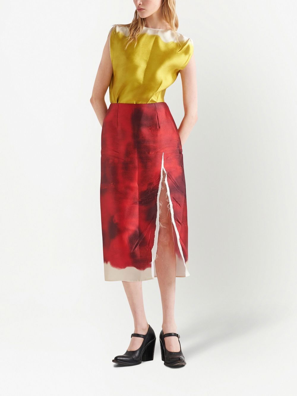 PRADA Prada Two-Tone Silk Satin Blouse
