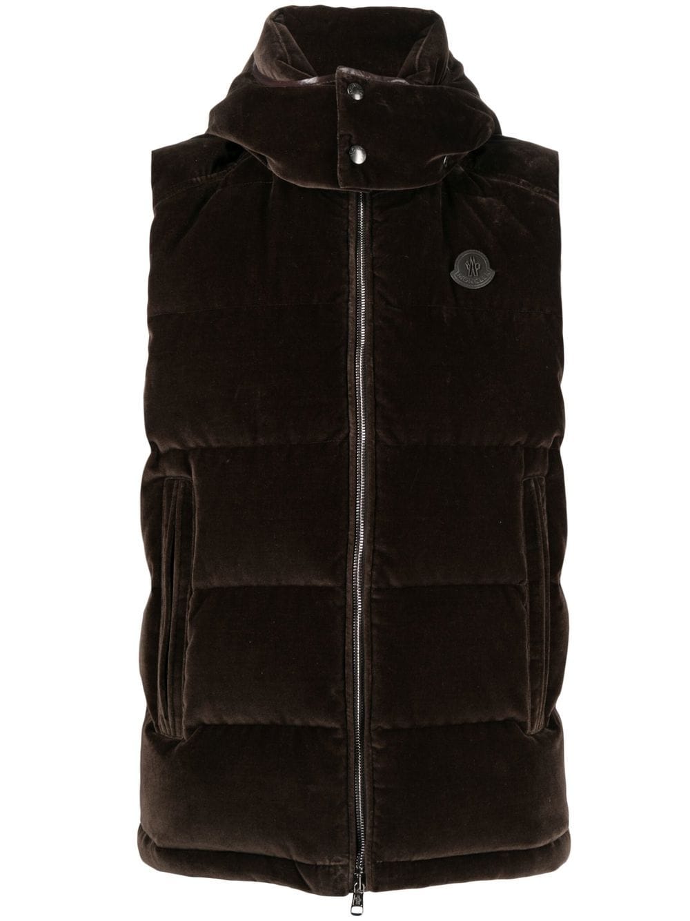 Moncler Vexin Padded Velvet Gilet - Brown | Editorialist