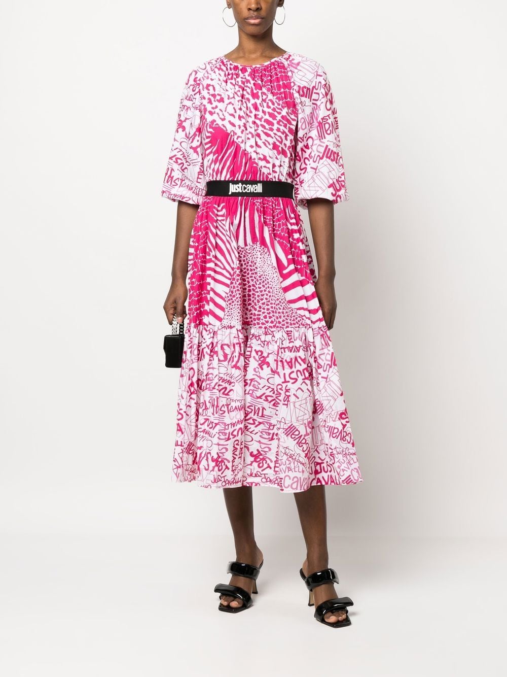JUST CAVALLI Just Cavalli Graphic-Print Flared Midi Dress