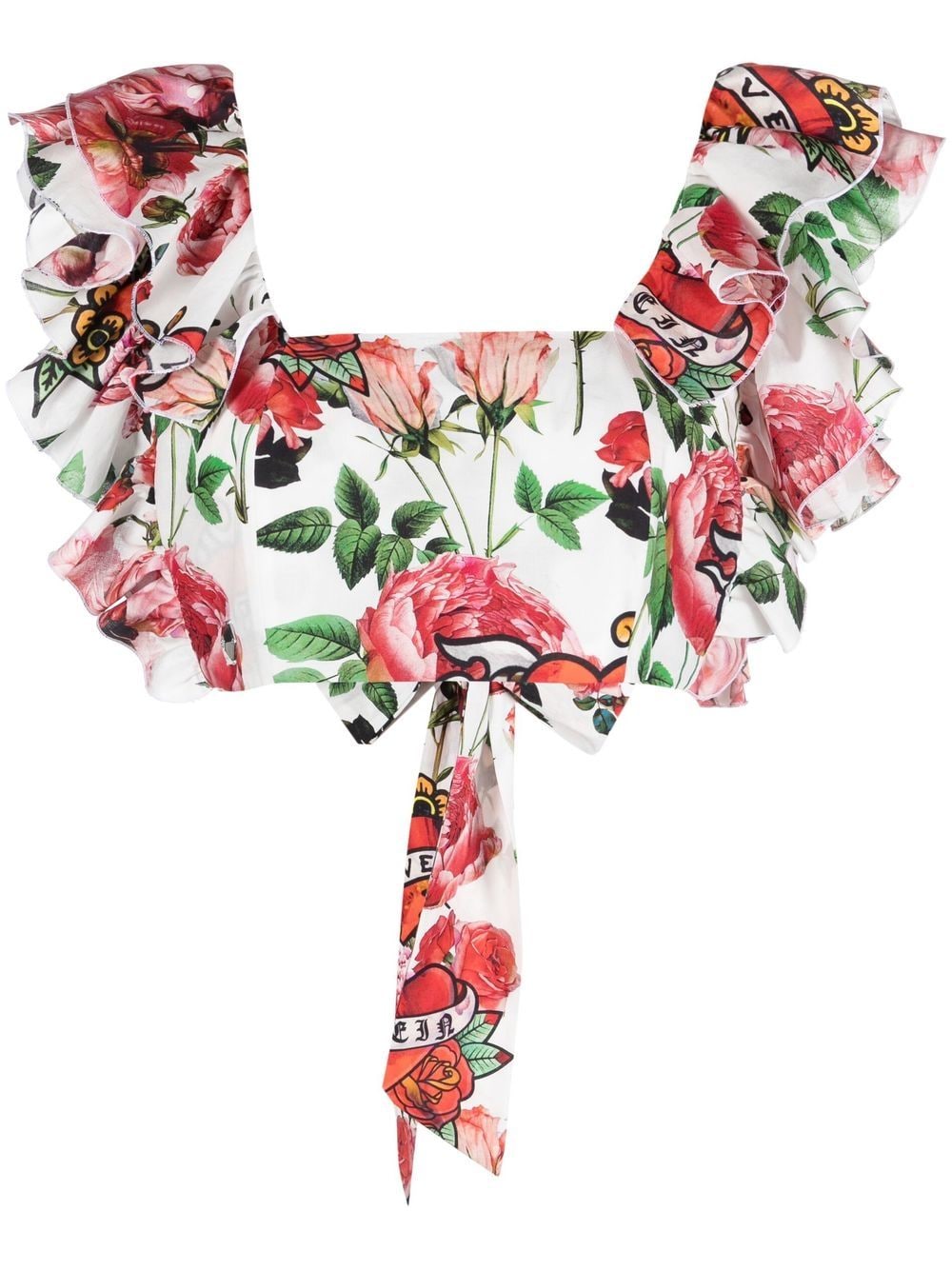 PHILIPP PLEIN Philipp Plein Cropped Floral-Print Blouse