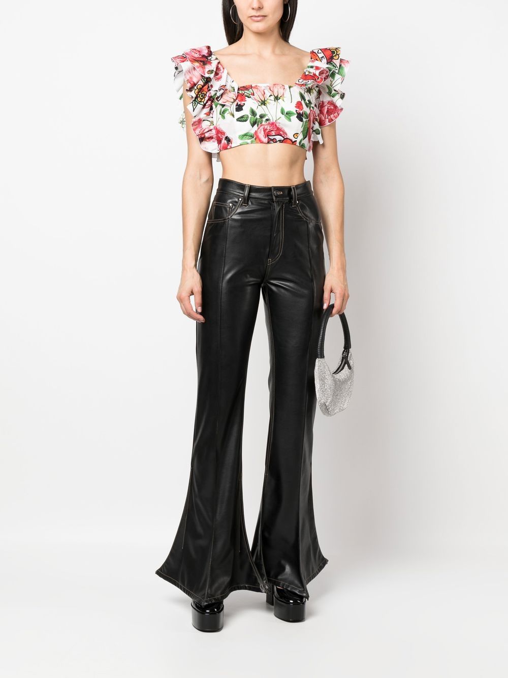 PHILIPP PLEIN Philipp Plein Cropped Floral-Print Blouse