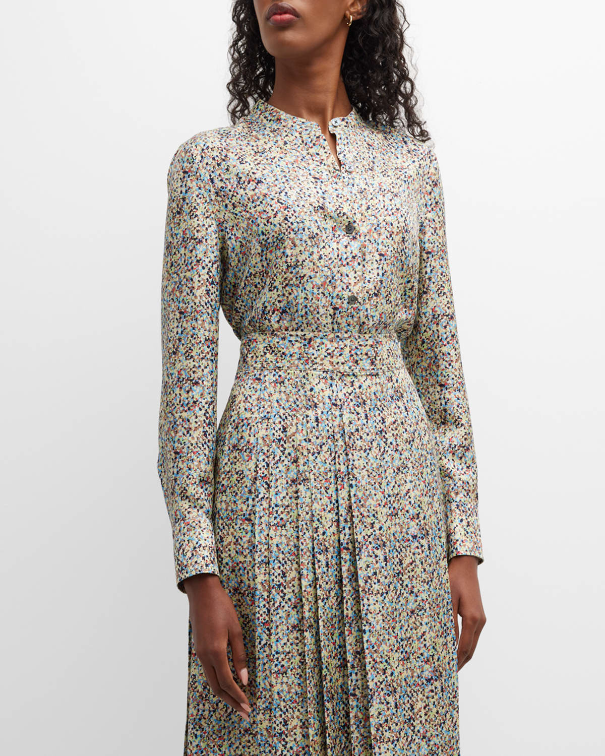 Tory Burch Women's Printed Silk Chemisier Dress Blue
