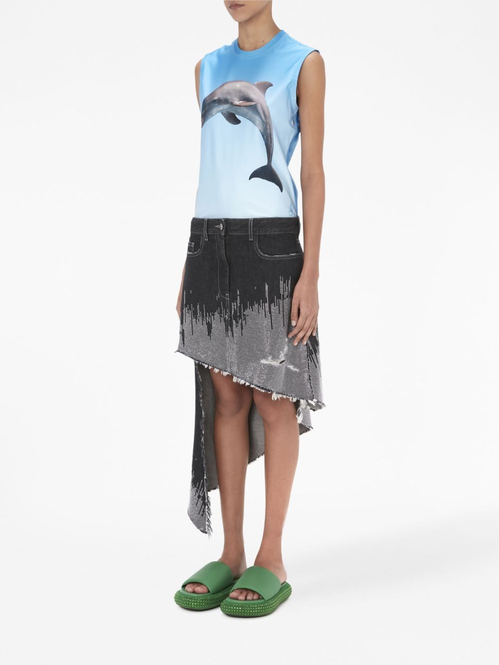 JW ANDERSON Studded Asymmetric Denim Skirt