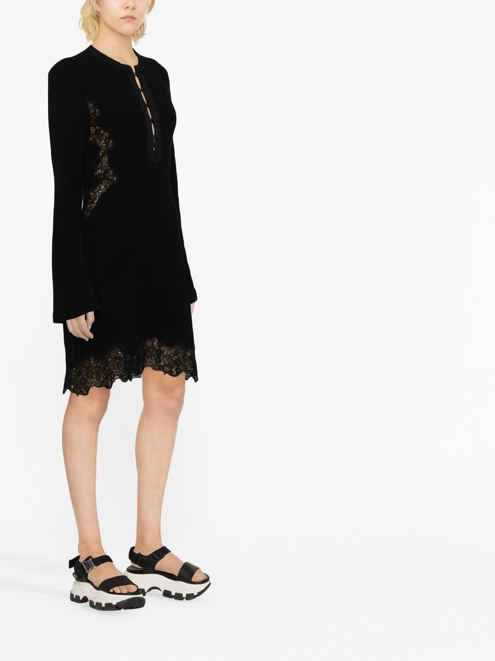 CHLOÉ Lace-Panel Knitted Mini Dress