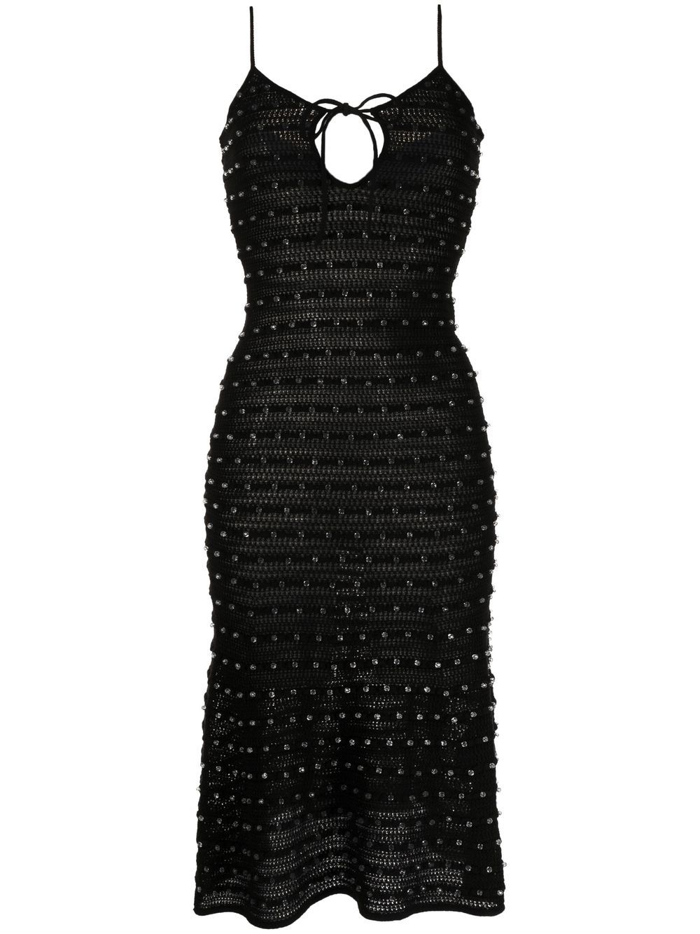 Self-portrait Bead-embellished Knitted Midi Dress - Black