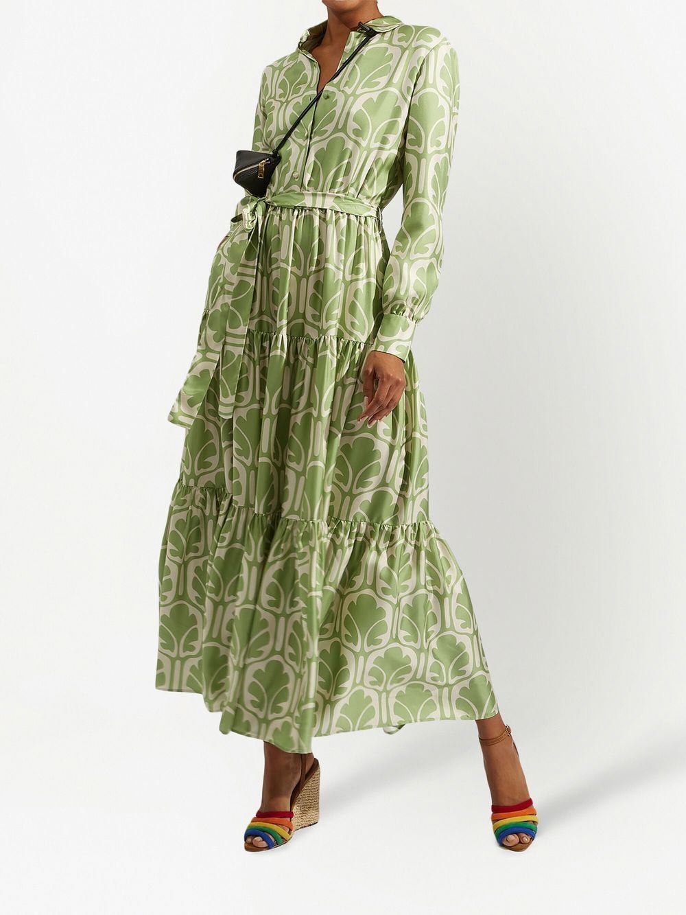 LA DOUBLEJ La DoubleJ Long-Sleeve Graphic Print Silk Dress