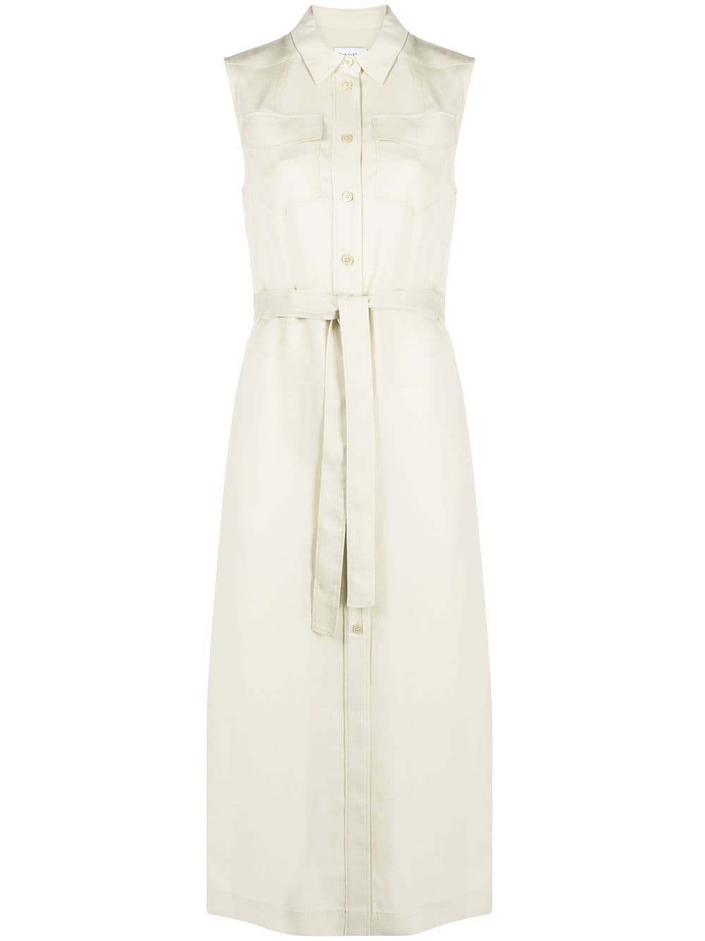calvin klein white shirt dress Calvin Klein Cotton Blend V-Neck Mini Dress In Brilliant White - 30% Off