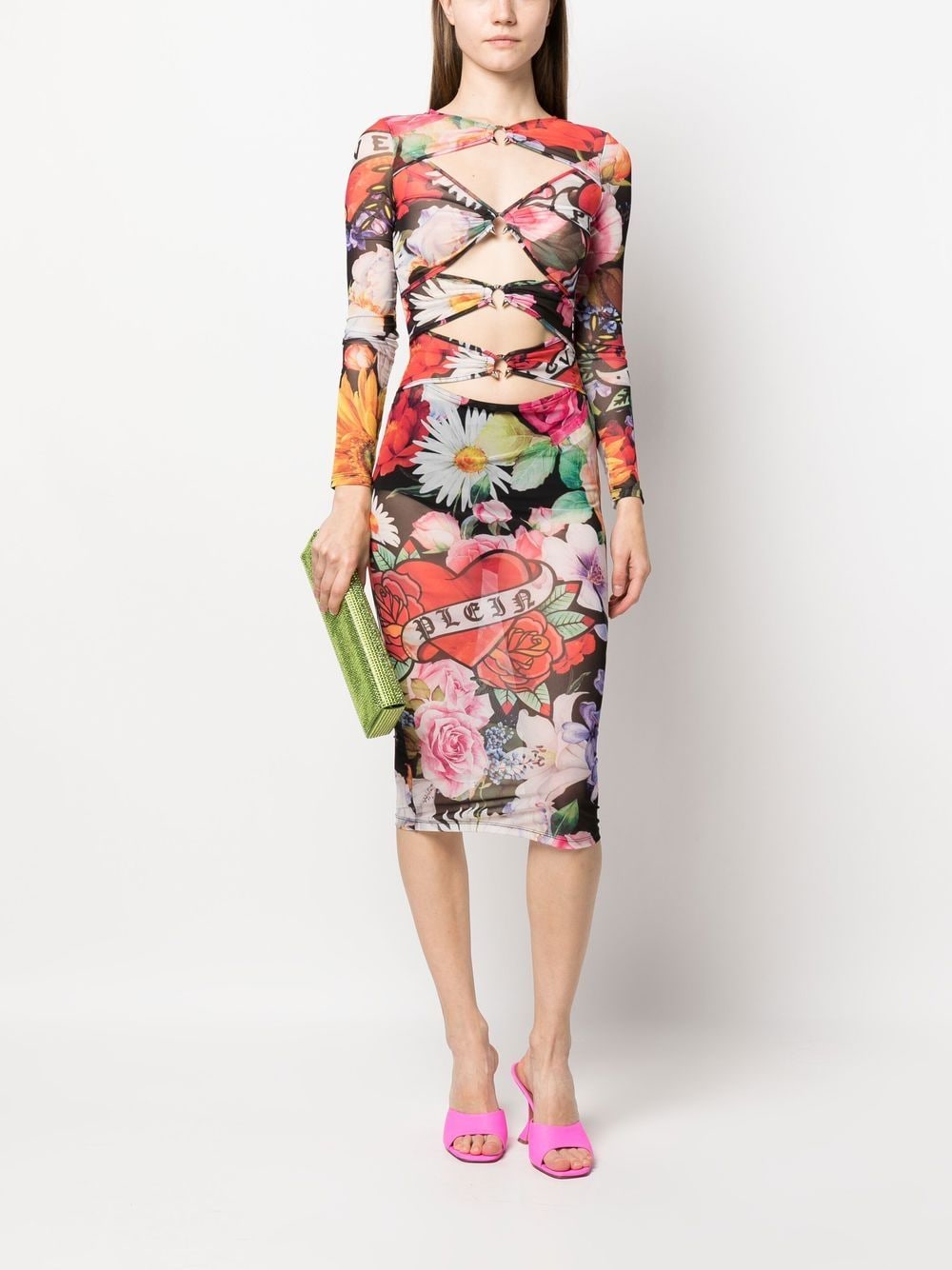 PHILIPP PLEIN Philipp Plein Love Flowers Midi Dress