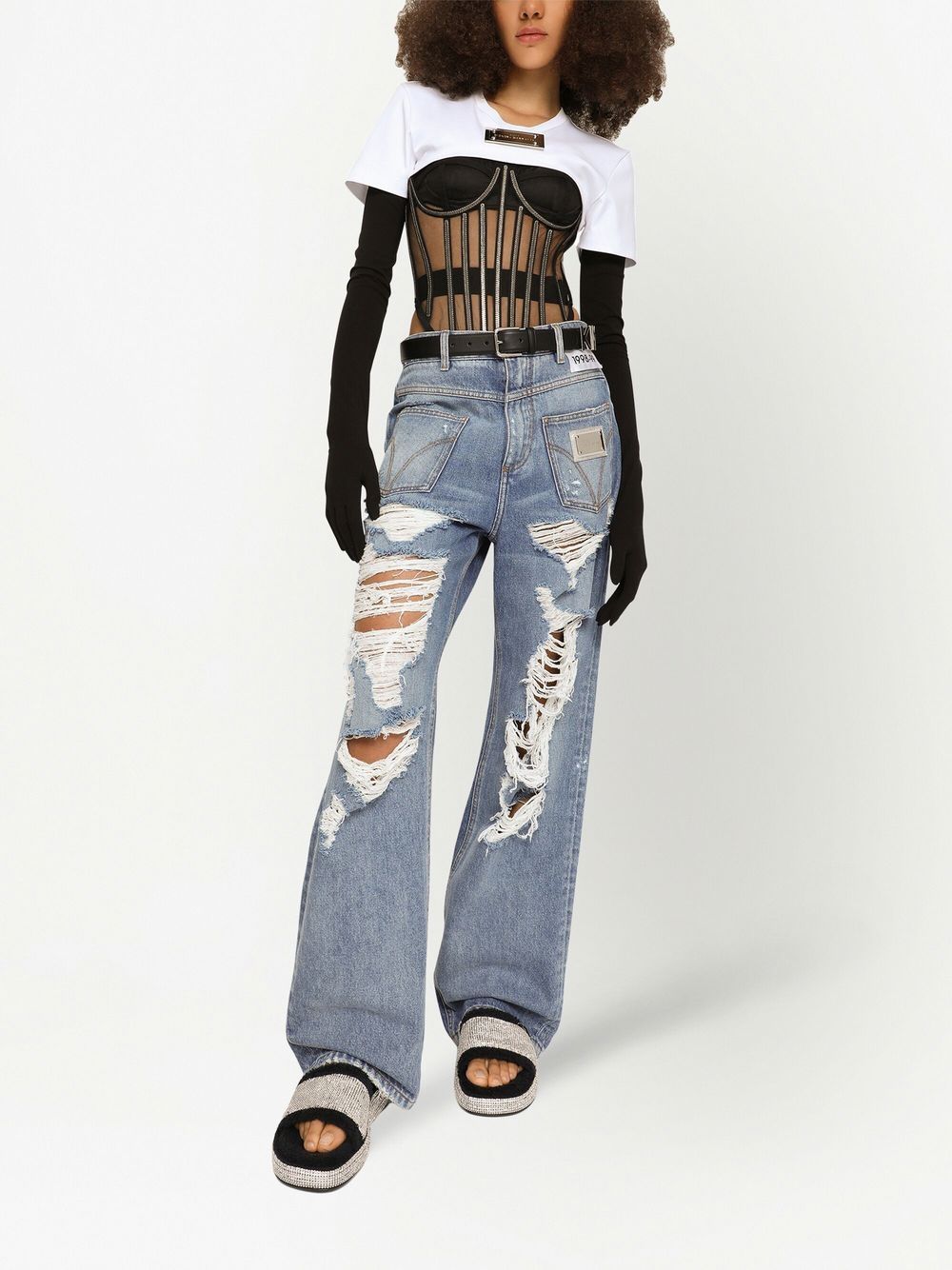 DOLCE & GABBANA Dolce & Gabbana Logo-Plaque Cropped T-Shirt