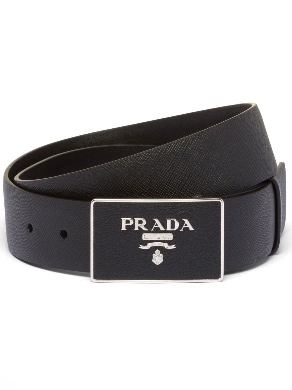 Prada Saffiano Leather Buckle Belt - Black | Editorialist
