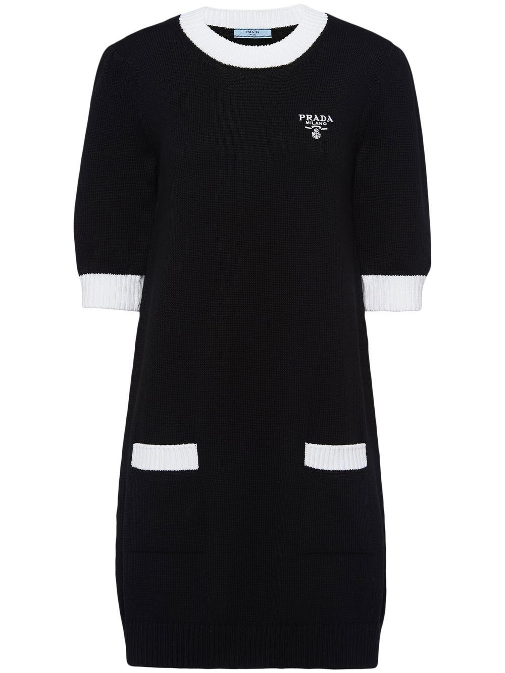 Prada Logo Mini Dress - Black | Editorialist Prada Logo Mini Dress - Black | Editorialist