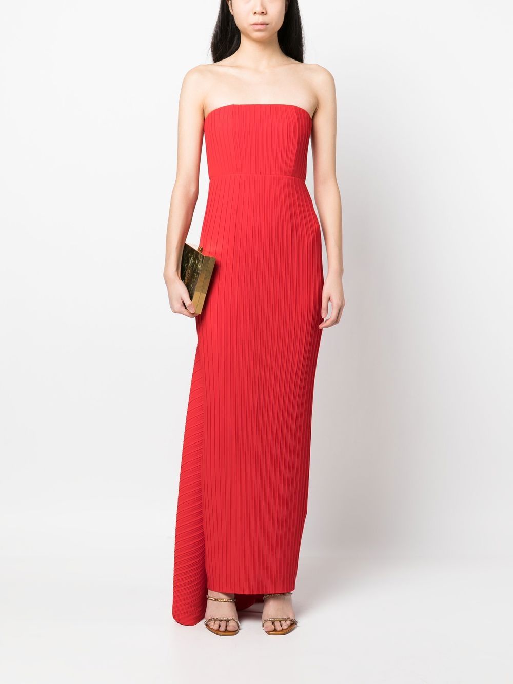 SOLACE LONDON Solace London Pleated Strapless Fishtail Gown