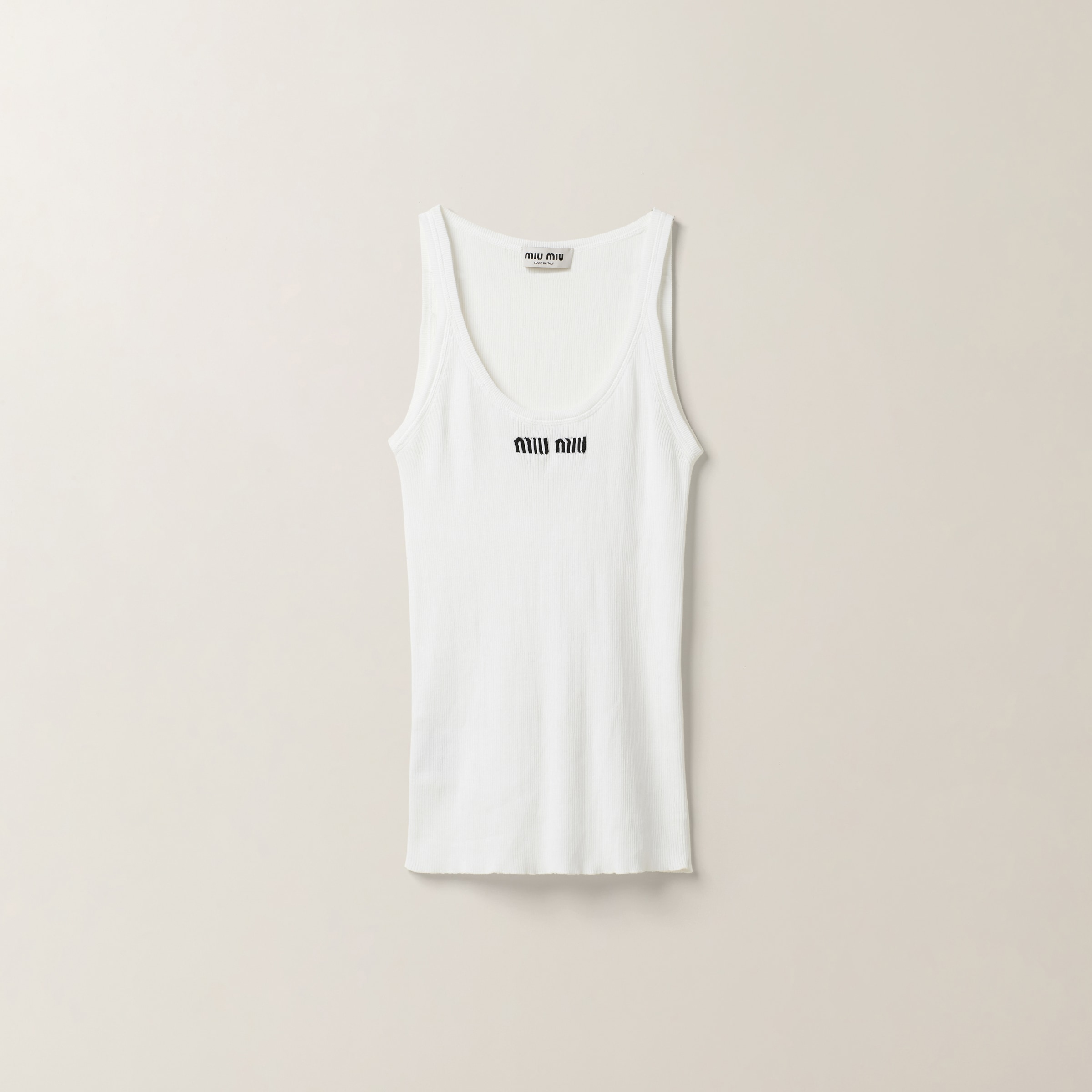 Miu Miu Cotton Knit Tank Top - White | Editorialist