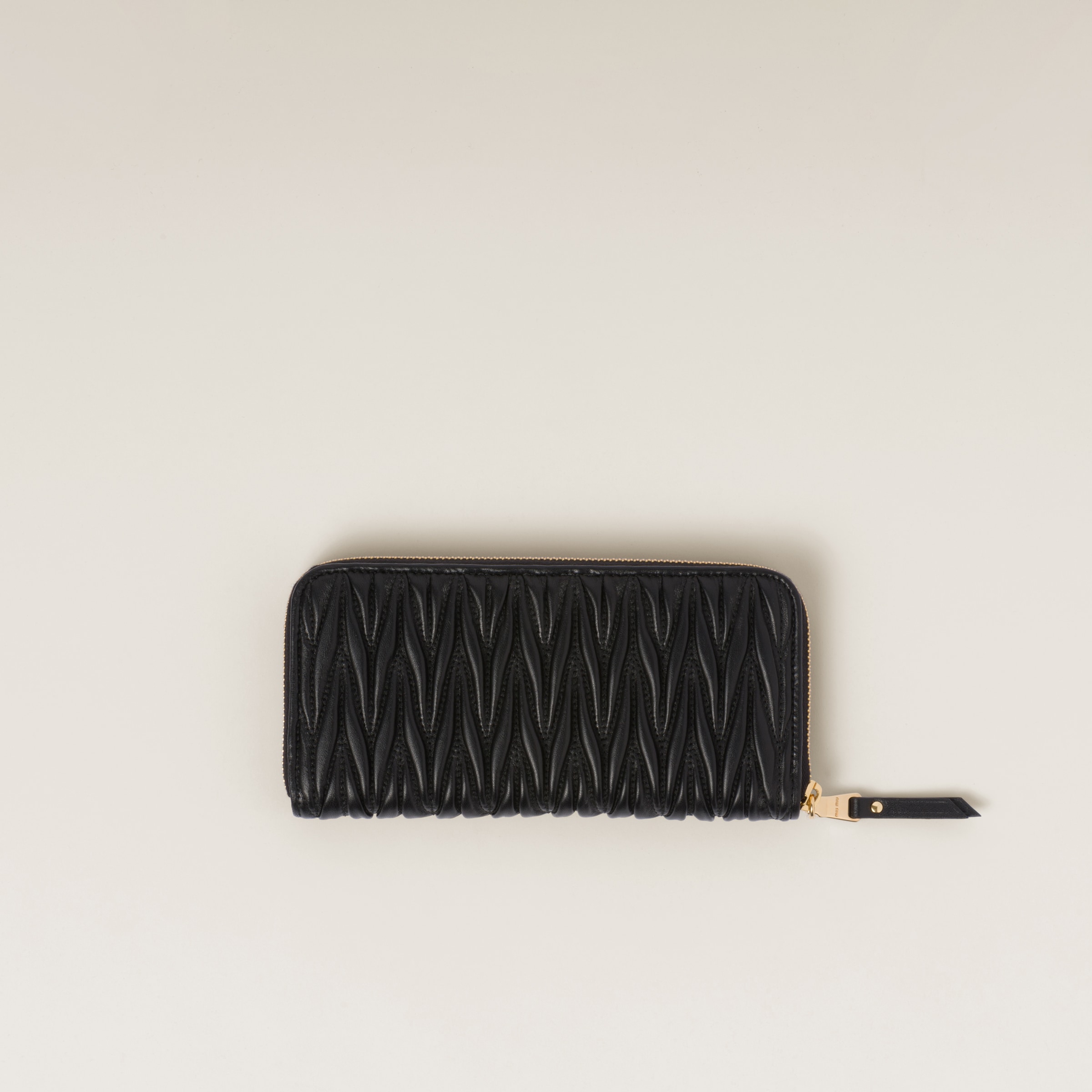 Miu Miu Large Matelassé Nappa Leather Wallet - Black