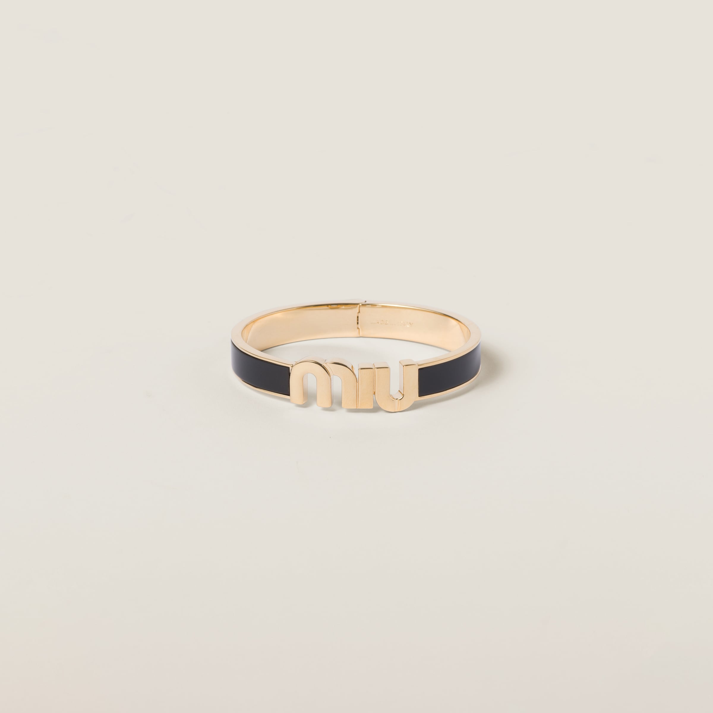 Miu Miu Enameled Metal Bracelet - Black | Editorialist