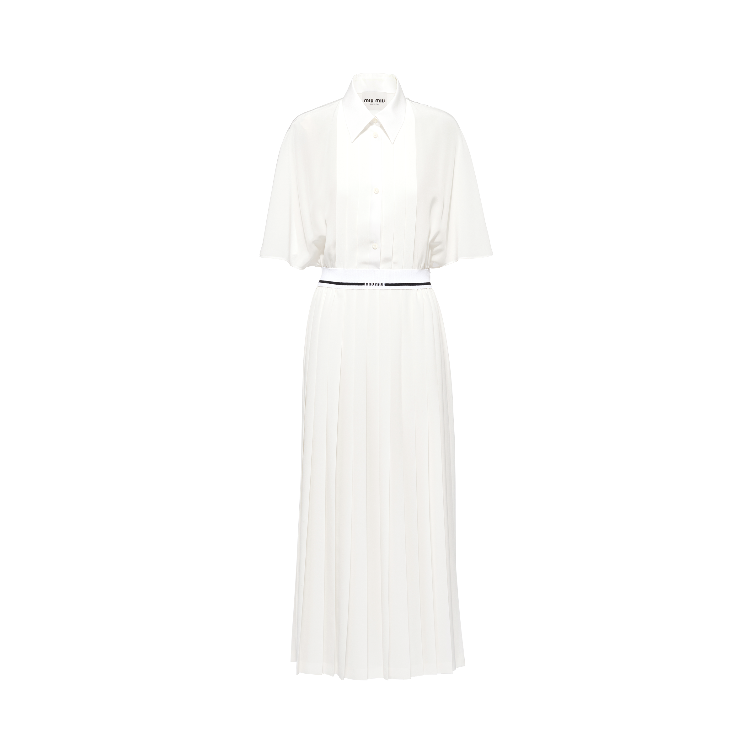 miu miu white shirt dress Miu Miu Logo Embroidered Shirt Dress In White