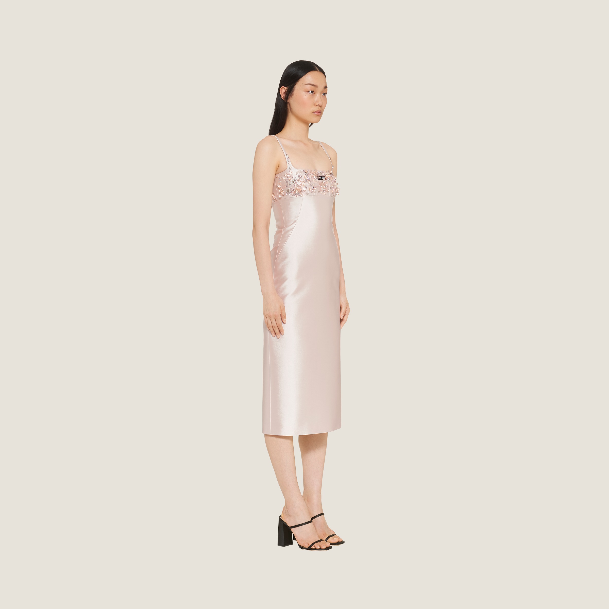 miu miu embroidered silk and wool midi-dress Miu Miu Embroidered Silk And Wool Dress - Opal