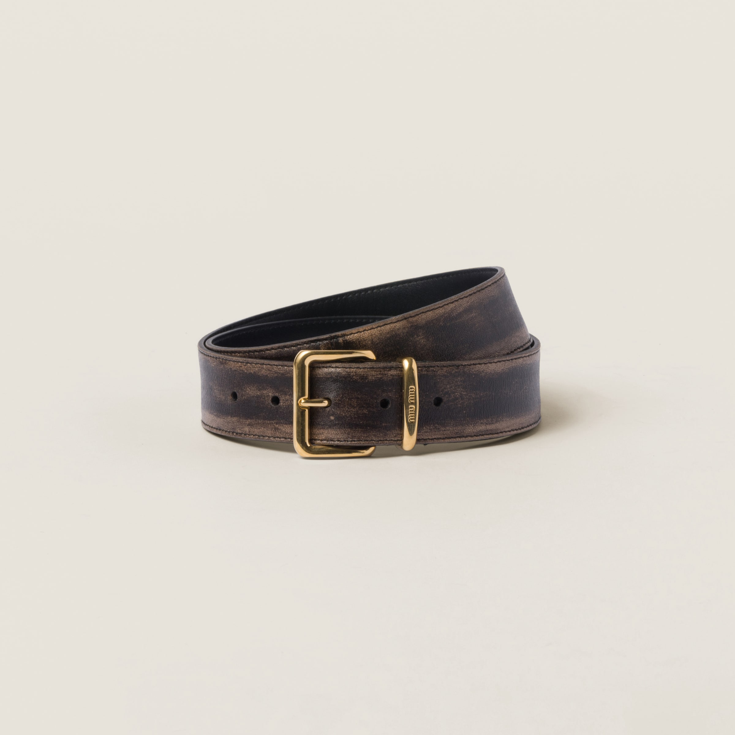 Miu Miu Nappa Leather Belt - Sand/Coffee | Editorialist