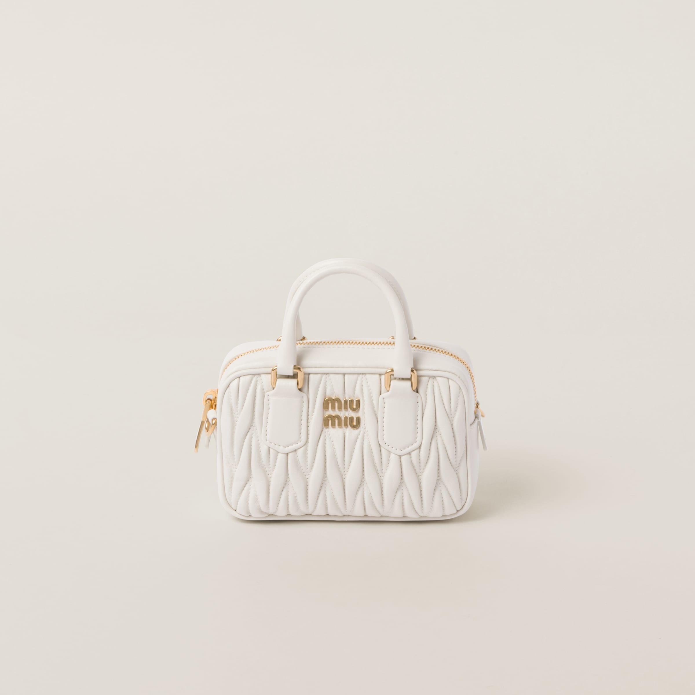 Miu Miu Arcadie Matelassé Nappa Leather Micro Bag White
