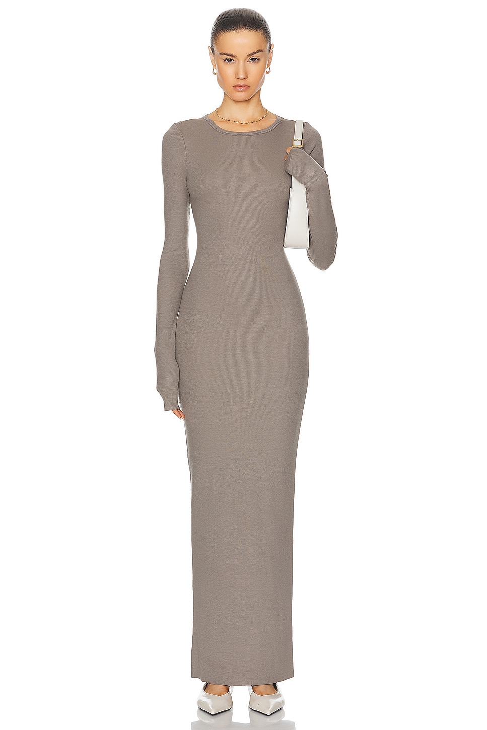 knee length dresses for ladies Long Sleeve Crewneck Dress | TERNE