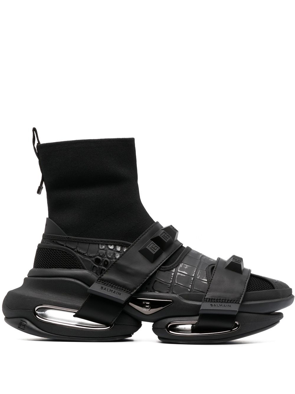 Balmain B-Bold High-Top Sneakers - Black | Editorialist