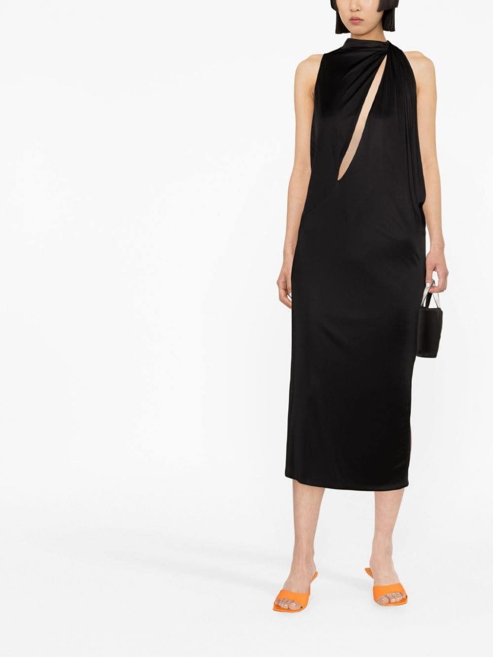 VERSACE Versace slashed halterneck midi dress