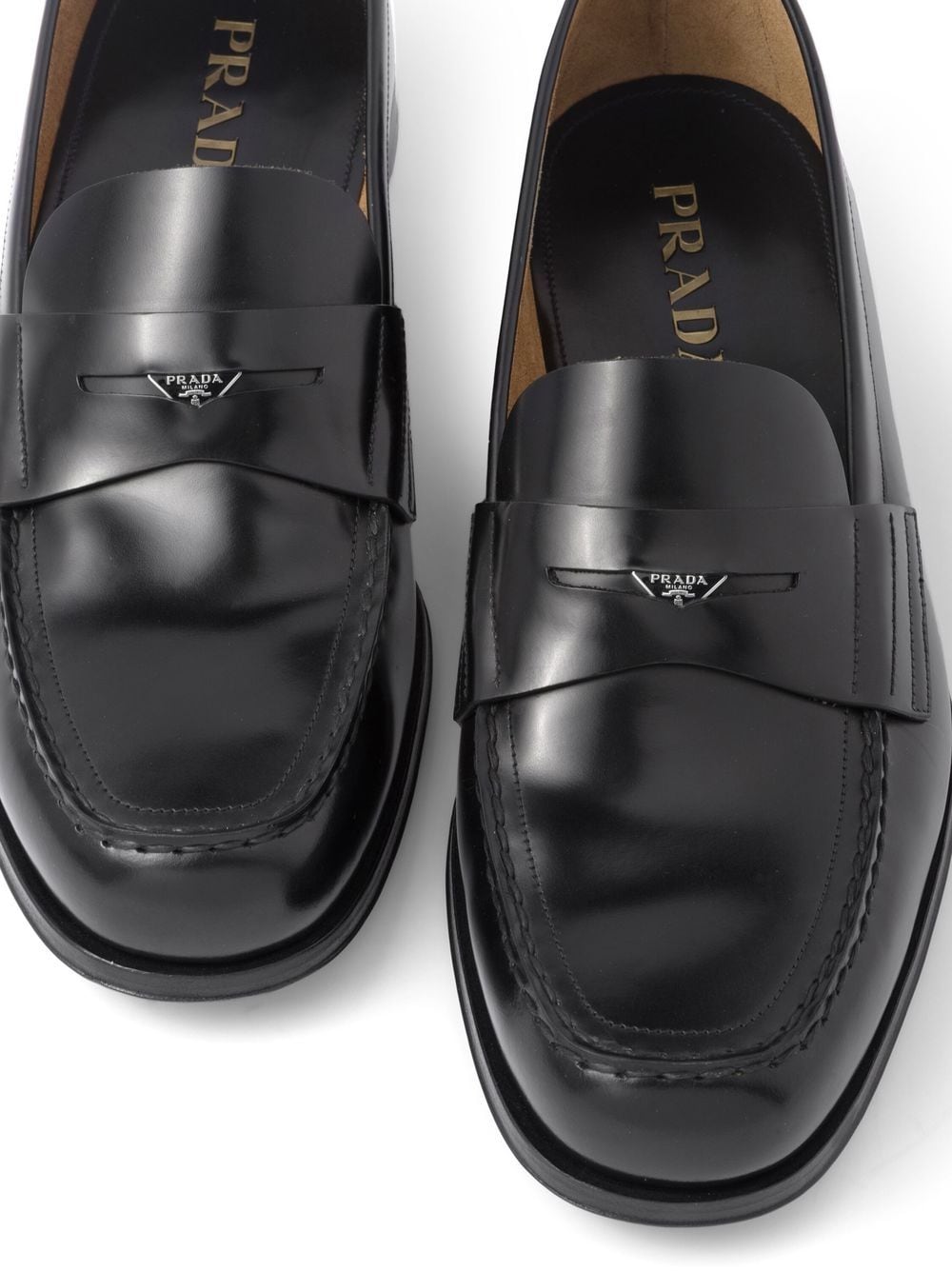Prada penny slot loafers Prada penny-slot Leather Loafers | Black | FARFETCH NO main image 2