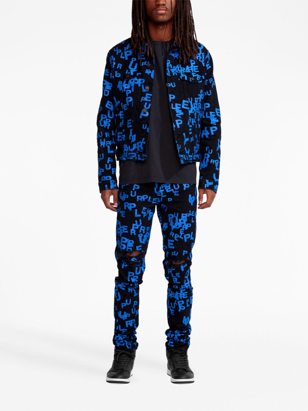 PURPLE BRAND Purple Brand Logo-Print Denim Jacket