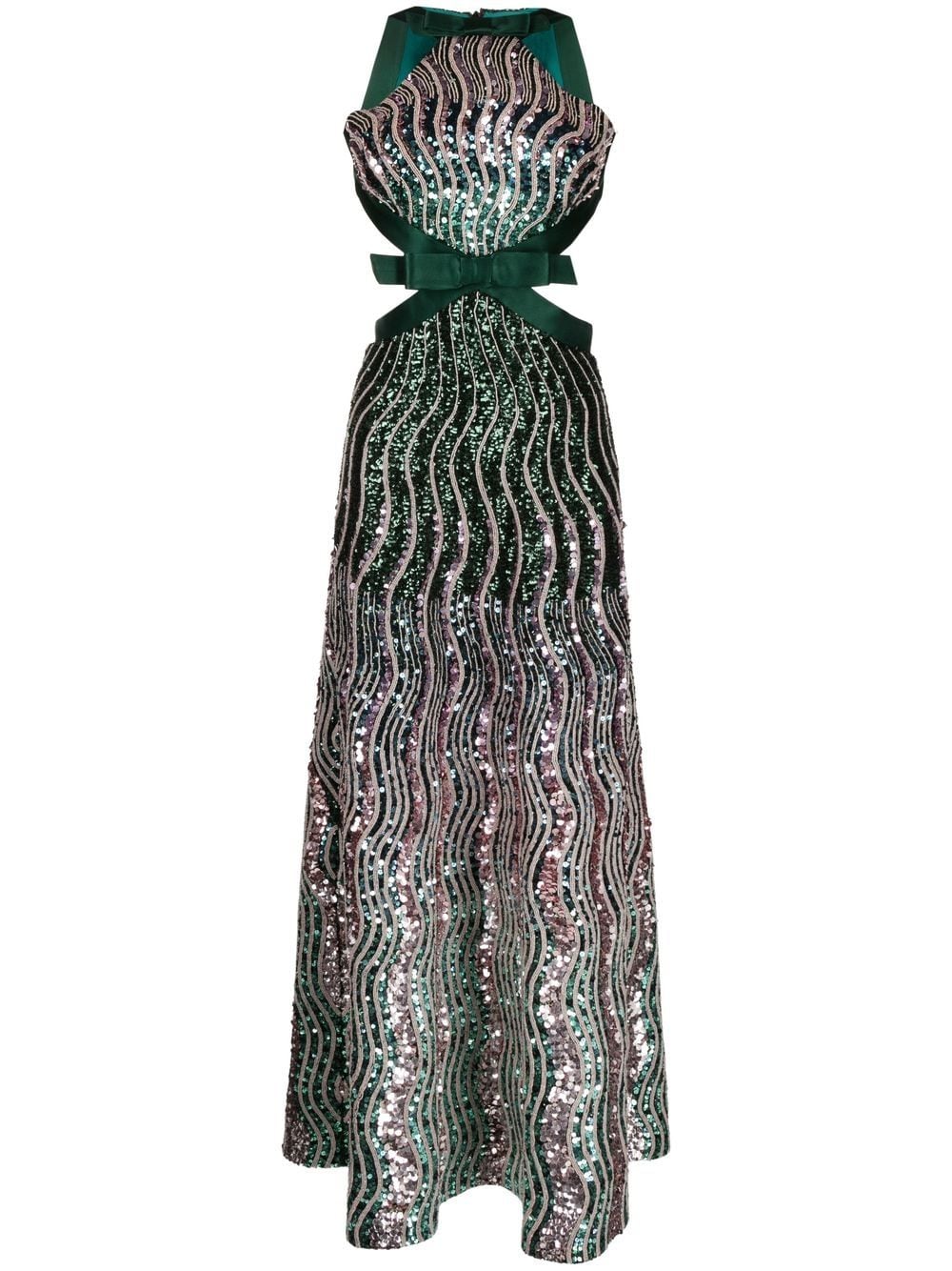 mary katrantzou sequin dress Mary Katrantzou Sequined Design Bow Detail Dress In Green - 50% Off