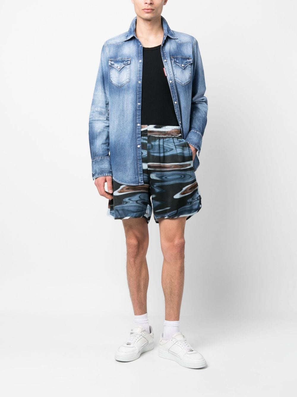 BLUE SKY INN Graphic Print Track Shorts