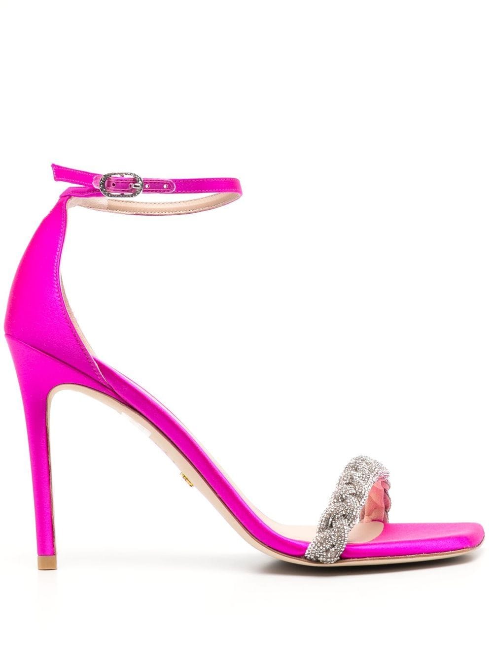 Buy STUART WEITZMAN 107mm Crystal-embellished Strap Sandals - Pink At ...