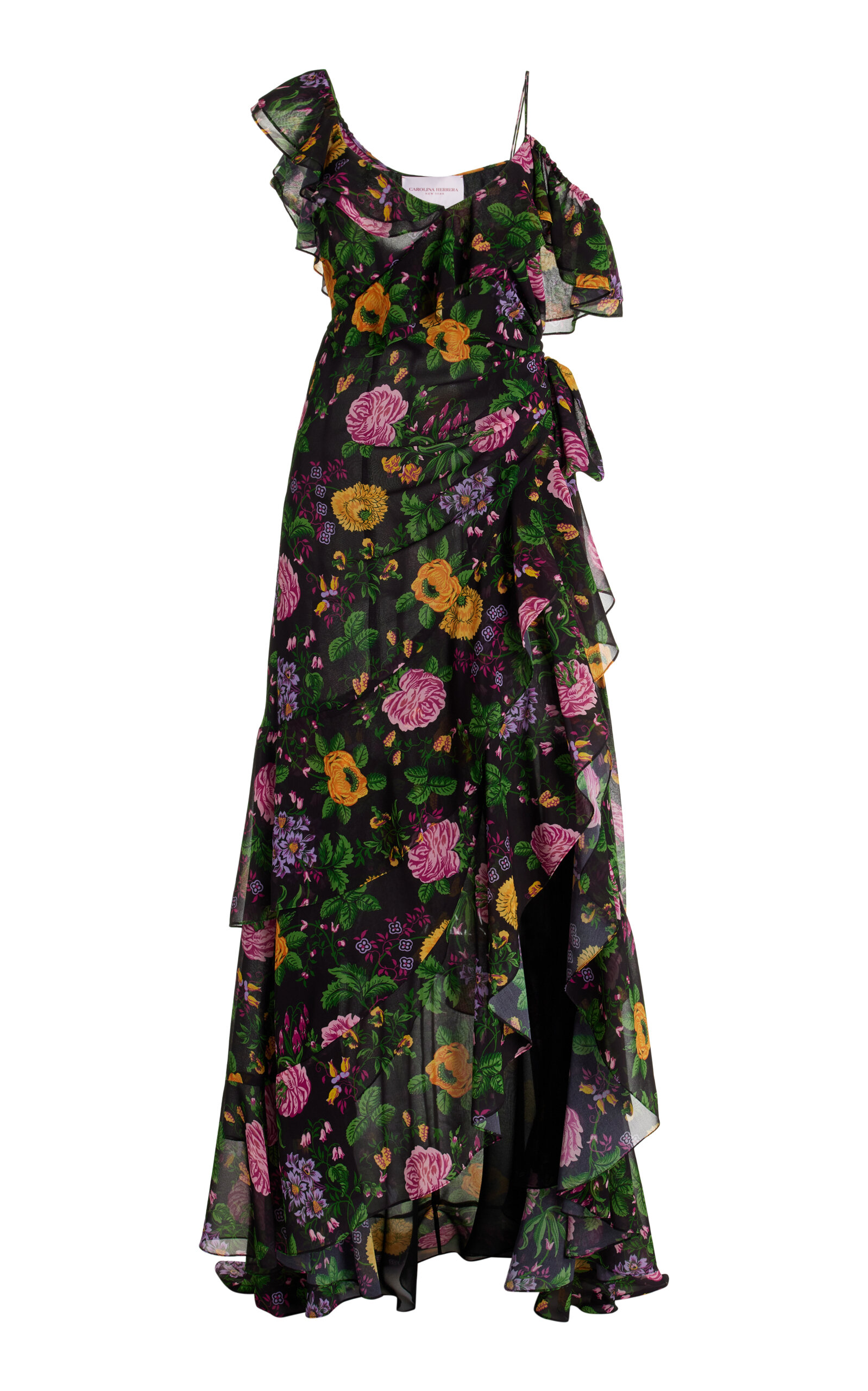 navy blue dress for baby girl Carolina Herrera Asymmetric Ruffled Maxi Dress In Floral - 75% Off