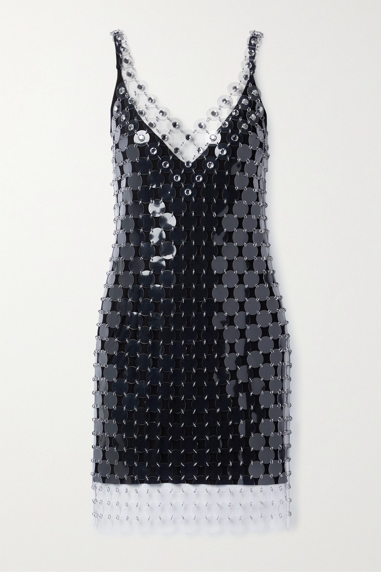 Rabanne Crystal And Paillette-Embellished Chainmail Mini Dress - Black -  45% Off | Editorialist