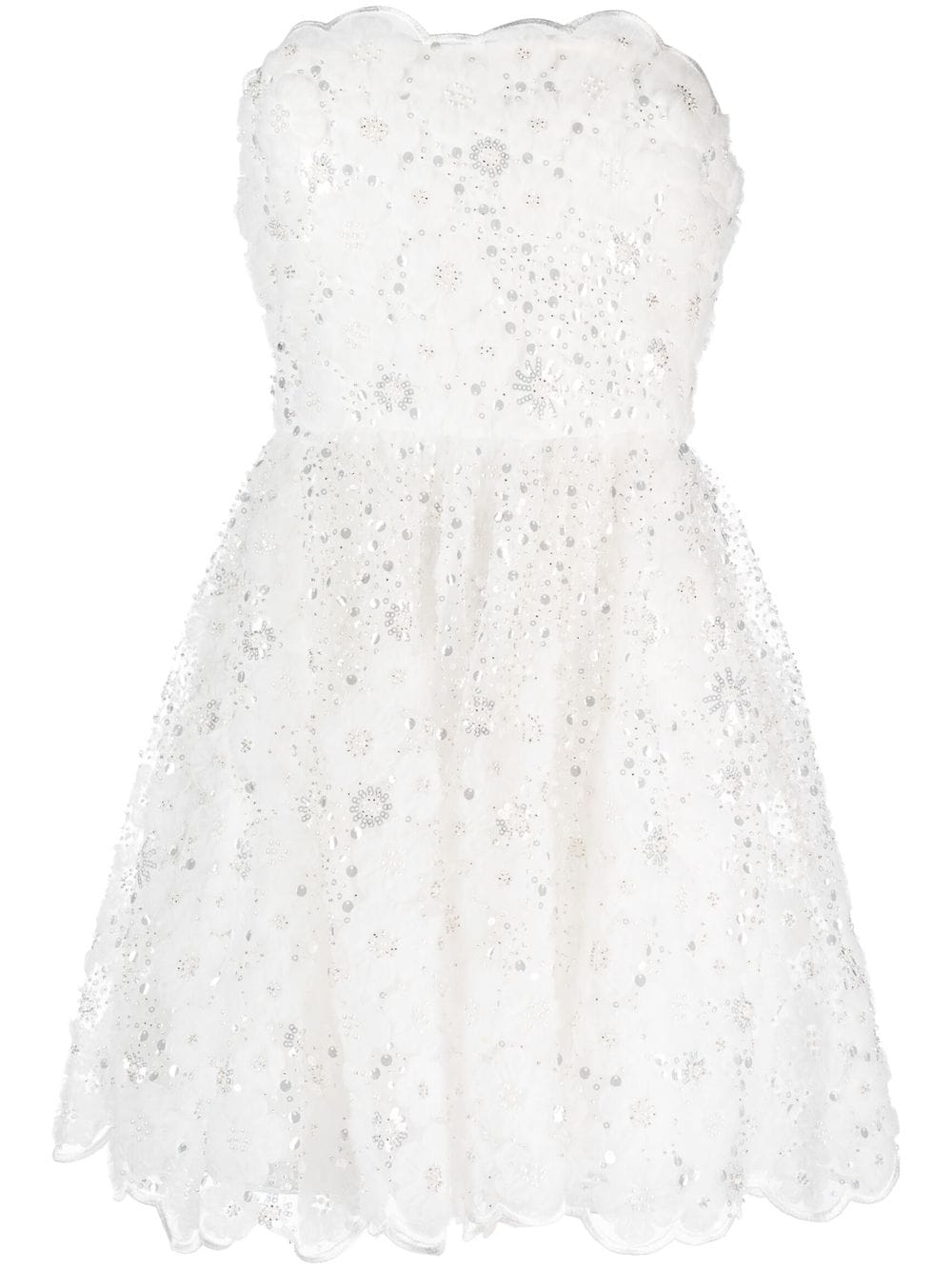 Self-Portrait Bead-Embellished Strapless Minidress In White - 40% Off |  Editorialist