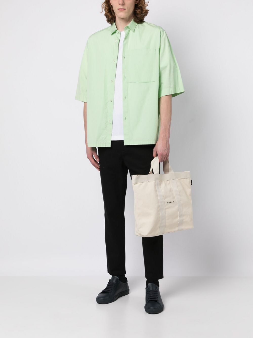 AGNES B. agnès b. Logo-Print Canvas Tote