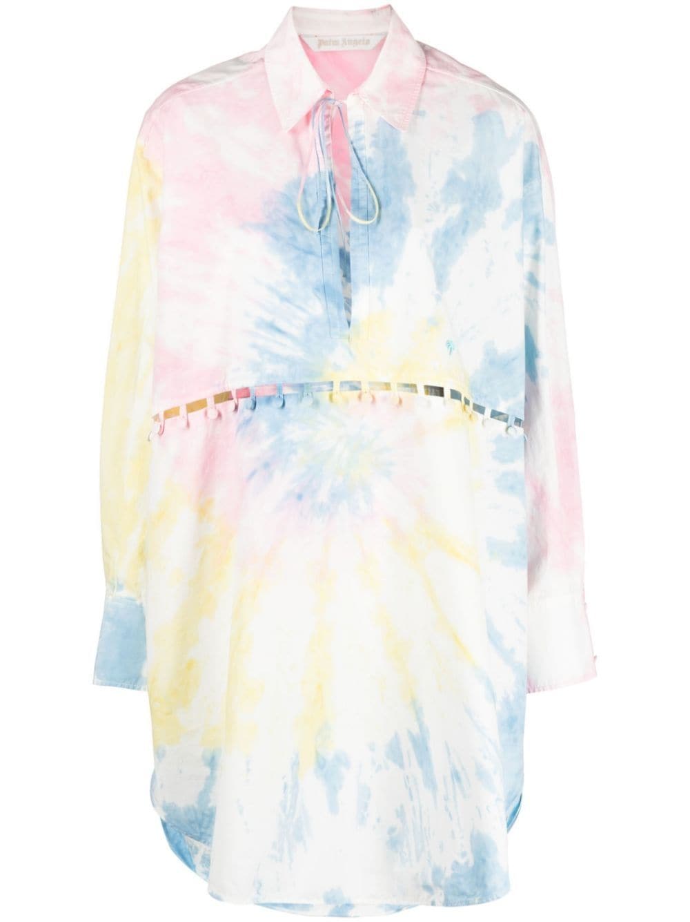 open lace back dress LE FLEUR ORGANIC COTTON TIE DYE SHIRT DRESS