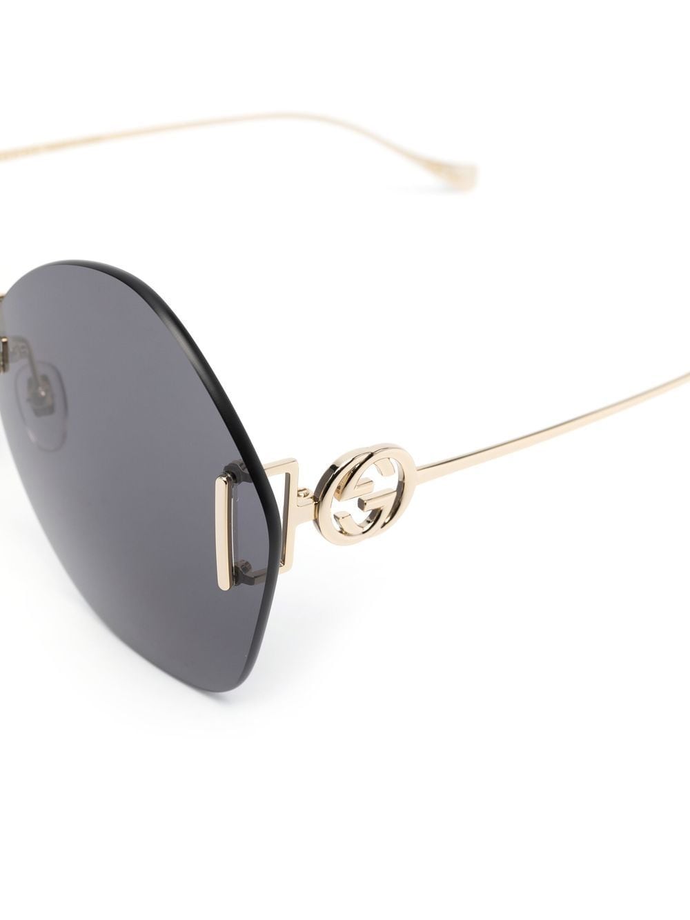 Gucci Frameless Mask Sunglasses With Horsebit Detail - Gold