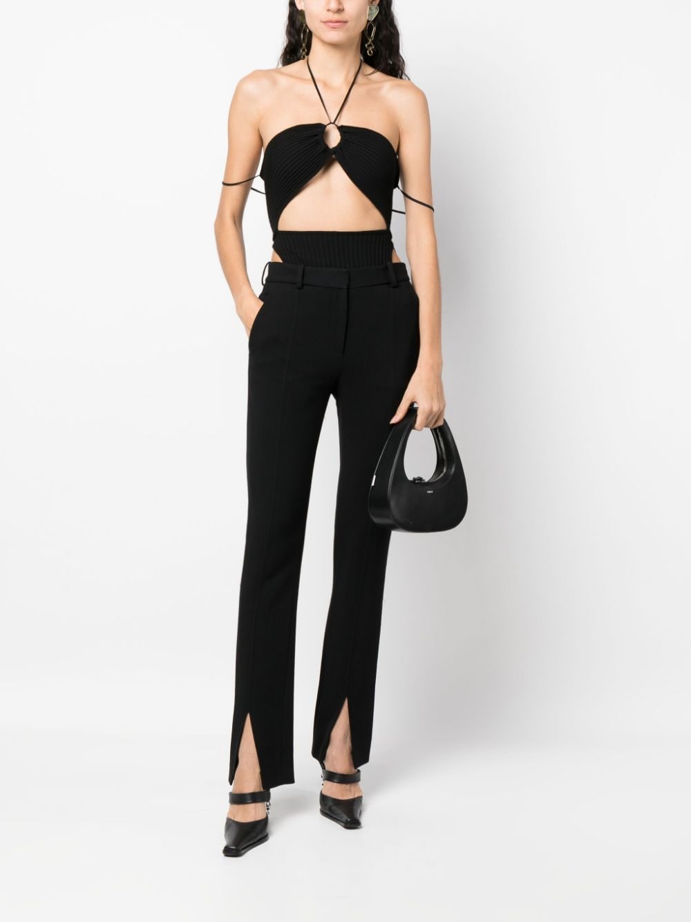 ANDREADAMO ANDREĀDAMO Ribbed-Knit Cut-Out Bodysuit